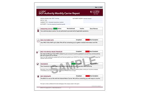 Ongoing DOT Authority Monitoring | J.J. Keller Trucking Authority